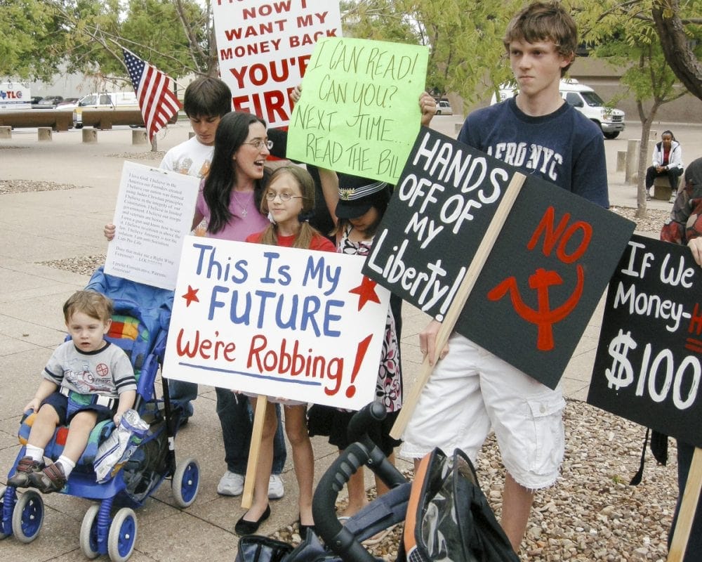 Tea Party Protest And Bailout In Front Of Dallas City Hall In 2009